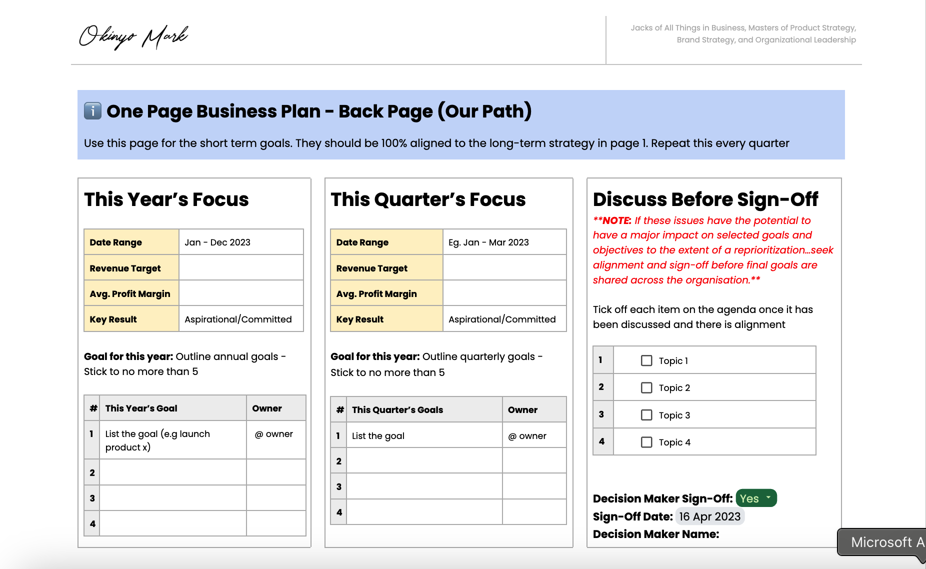 Two Page Business Plan Template Okinyo Mark Two Page Business Plan Template Okinyo Mark